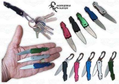 Scorpion Knife keychain knife with carabiner in 440 stainless steel